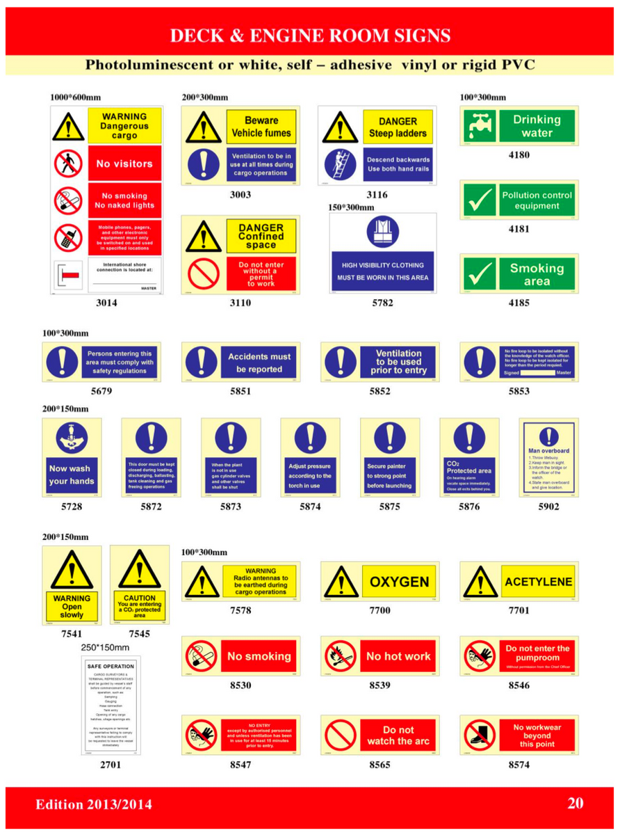 DECK AND ENGINE ROOM SIGNS – บริษัท เดอะ ทัสค์ คอร์เปอเรชั่น จำกัด
